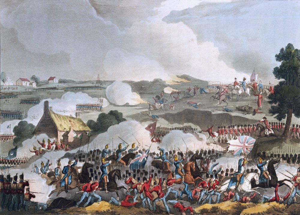 The centre of the British Army in action at the Battle of Waterloo, 18 ...