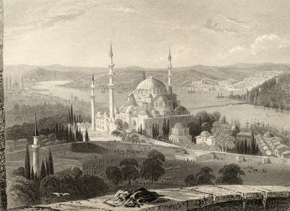 Mosque and Tomb of Sulieman, from the Seraskier's Tower, Istanbul ...