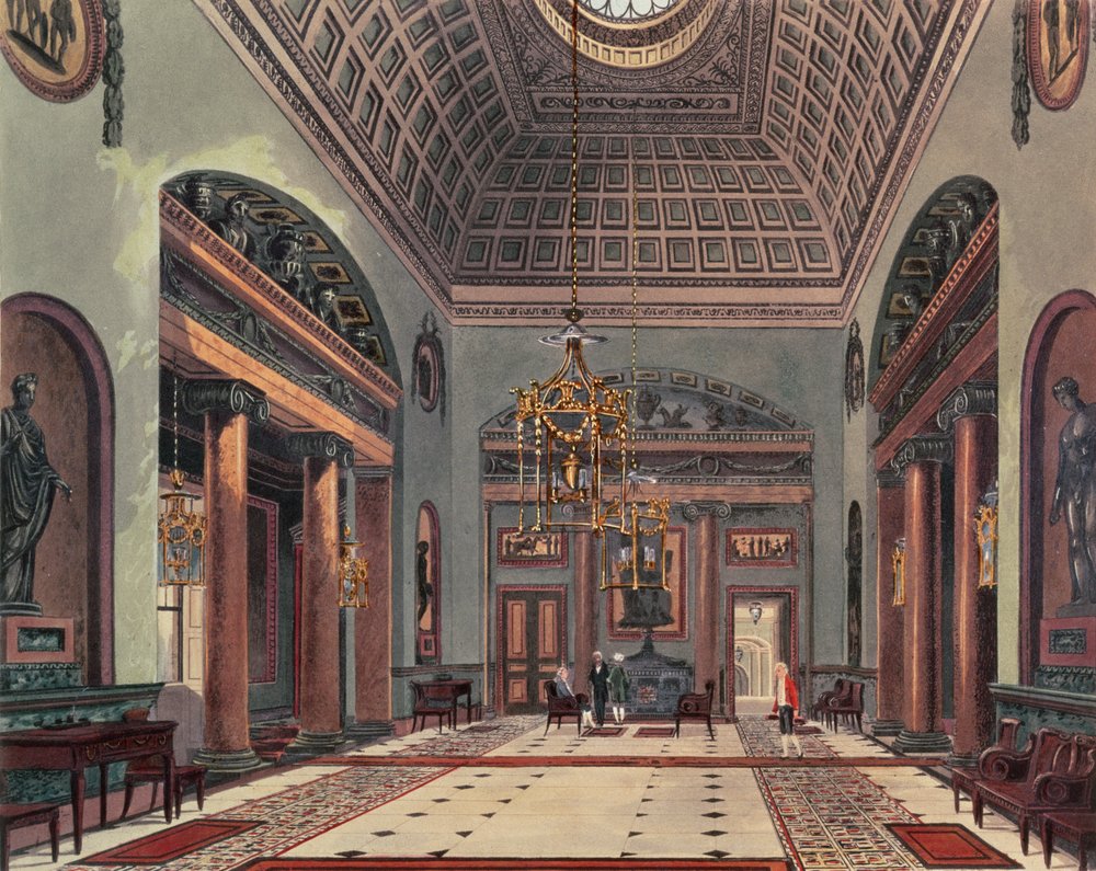 The Hall of Entrance, Carlton House from Pynes Royal Residences, 1818
