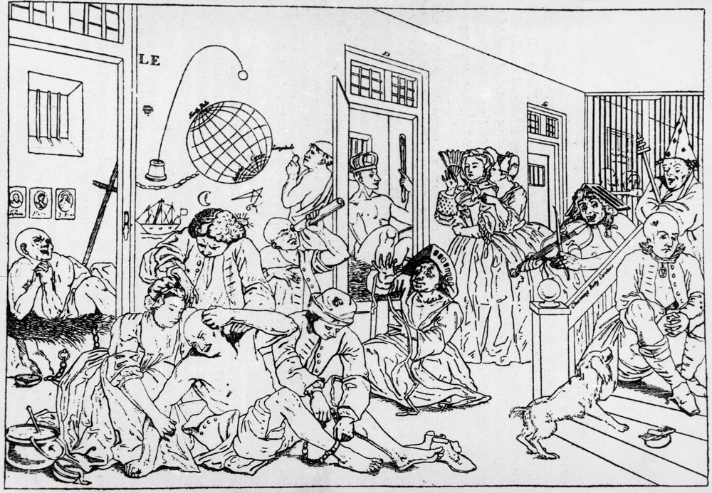 Bedlam mental institution, engraving from series Rake's Progress