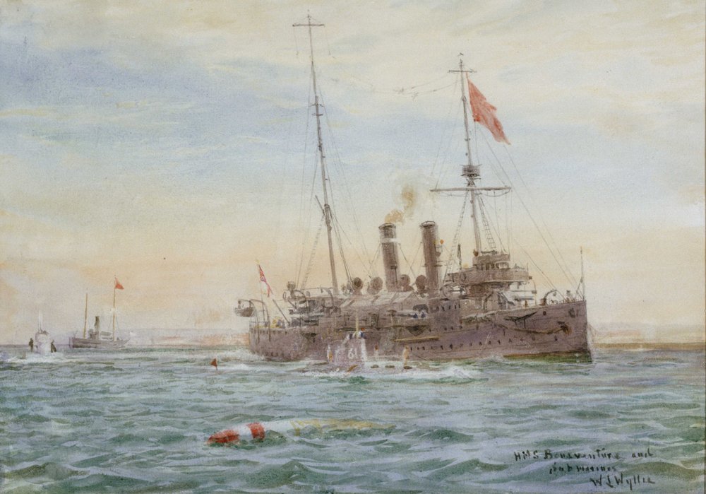 HMS Bonaventure and Submarines by William Lionel Wyllie
