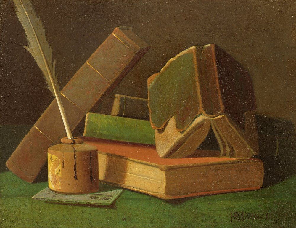 Still life with books and ink well