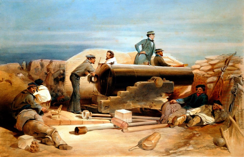 A Quiet Day in the Diamond Battery - portrait of a Lancaster 68-pounder ...