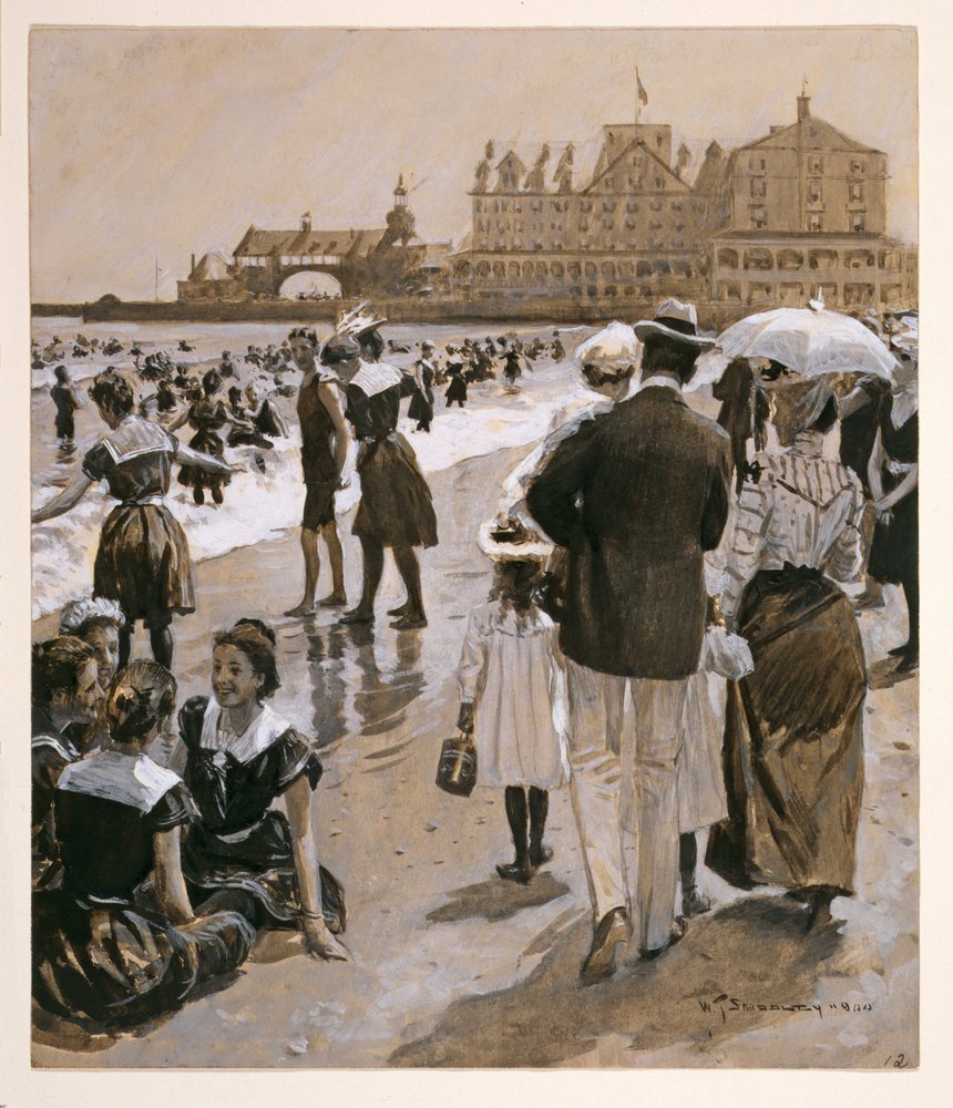 Beach Scene from Harper's Weekly, pub. 1900