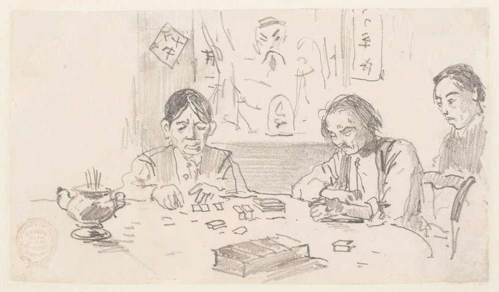 Three Chinese Men Playing Dominoes in a Baxter Street Club-House, New ...