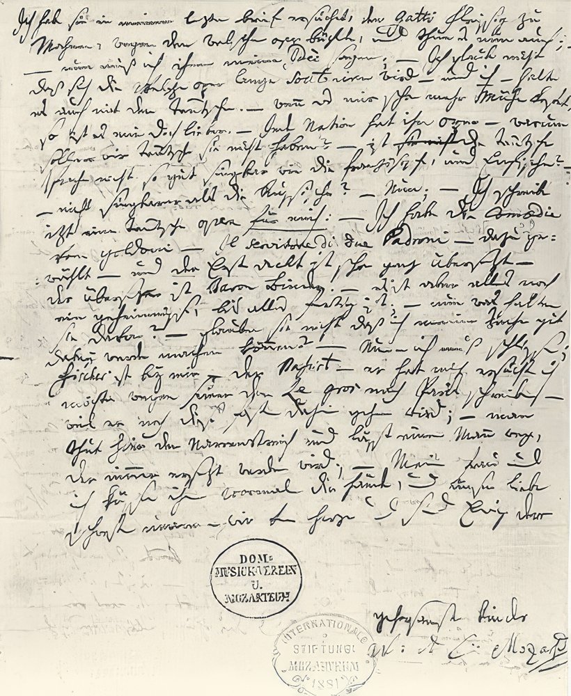 Autograph Letter by Wolfgang Amadeus Mozart