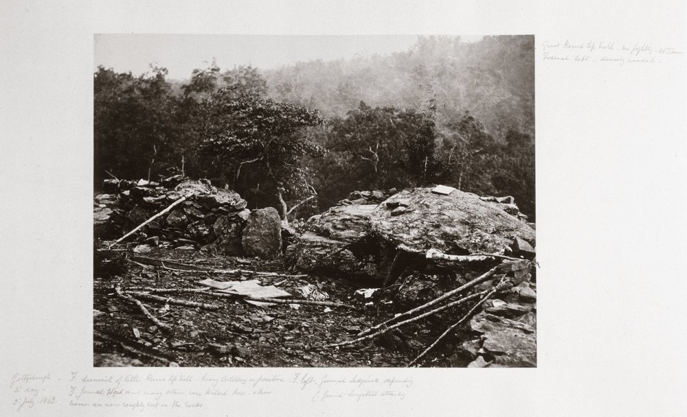 Breastworks on Little Round Top Hill, Gettysburg, Pennsylvania, July 1863