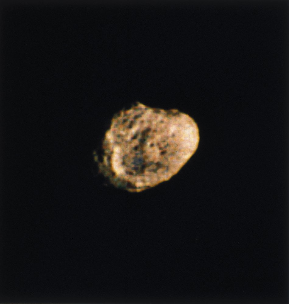 Hyperion, one of the moons of Saturn, photographed by Voyager 2