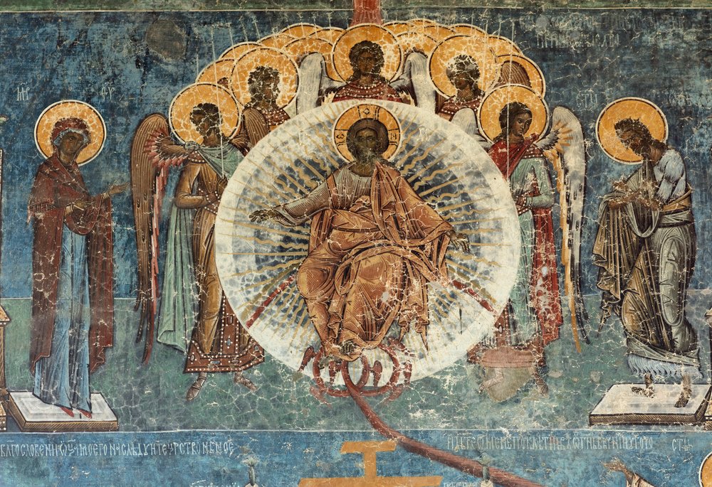 Monastery Voronet. The Church. Exterior. Mural Paintings. West Side. Detail