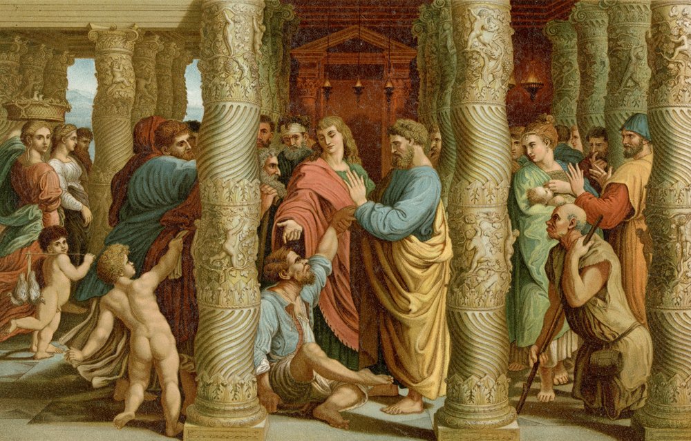 Healing of the Lame-born by after Raphael: Fine art print