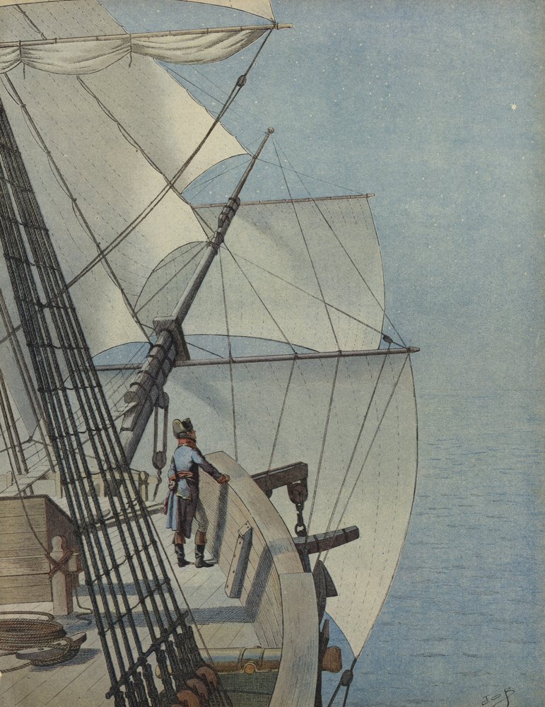 Napoleon Bonaparte on the Deck of a Ship