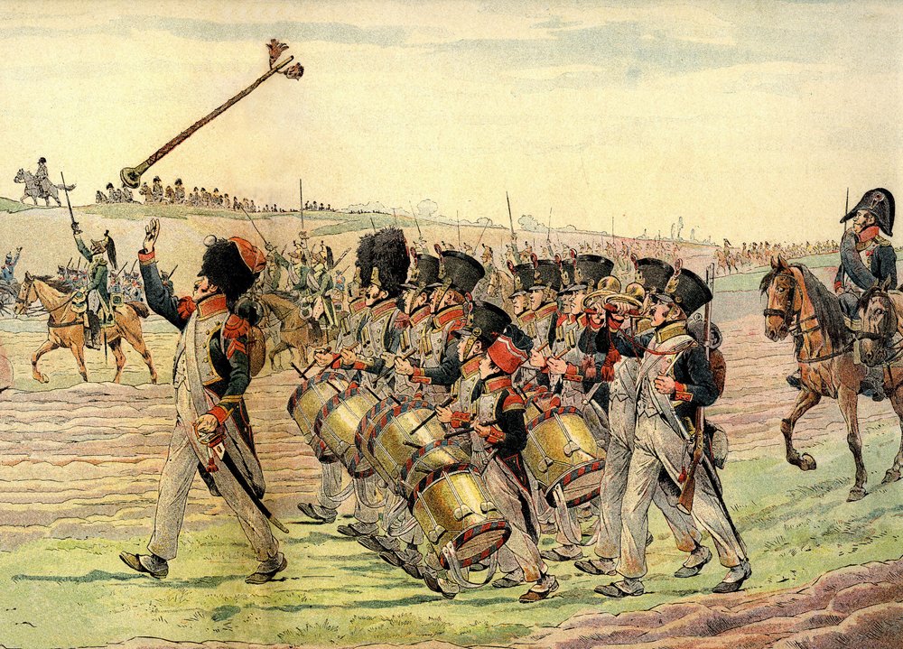 Regiment of the Napoleonic Army Marching to Battle at the Sound of Music