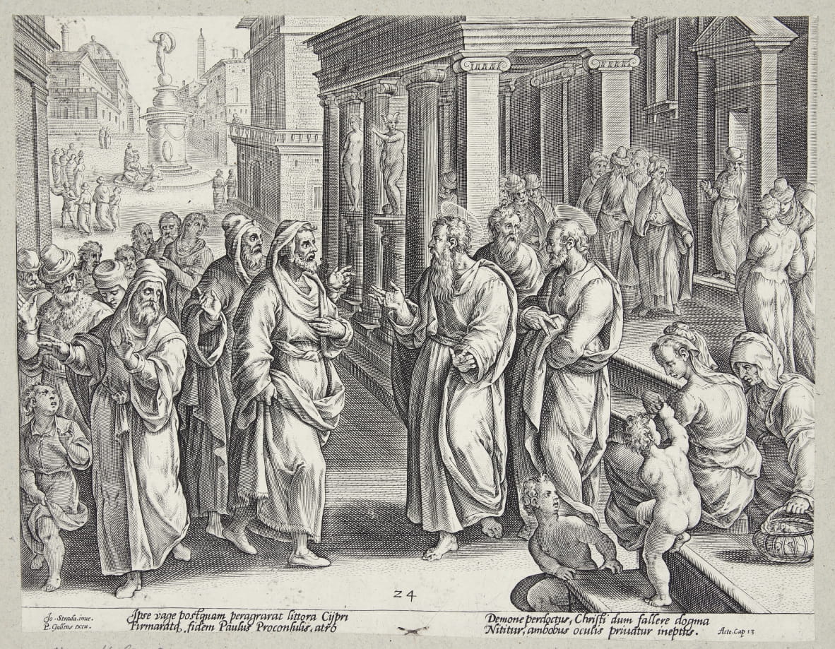 The blinding of Elymas by Adriaen Collaert: Fine art print