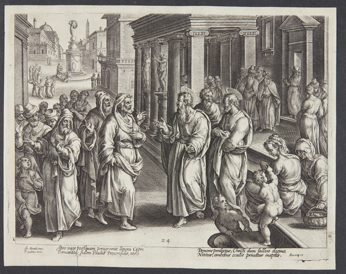 The blinding of Elymas by Adriaen Collaert: Fine art print