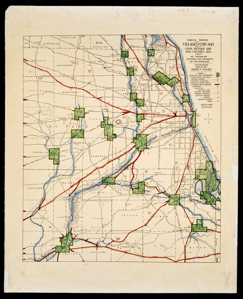 Map of American Indian trails and villages