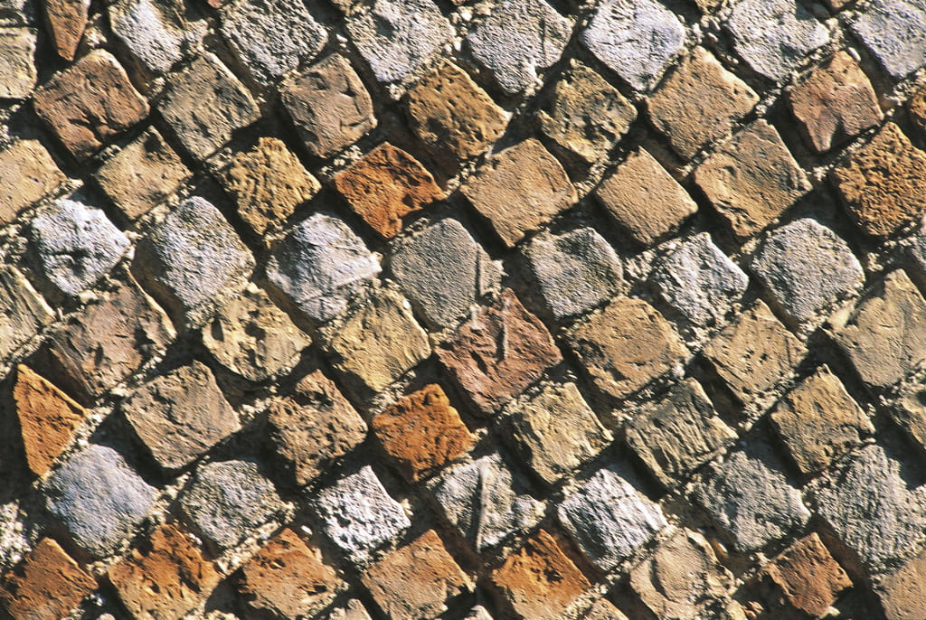 Close-up of an opus reticulatum floor. Civitella acropolis, Italy ...