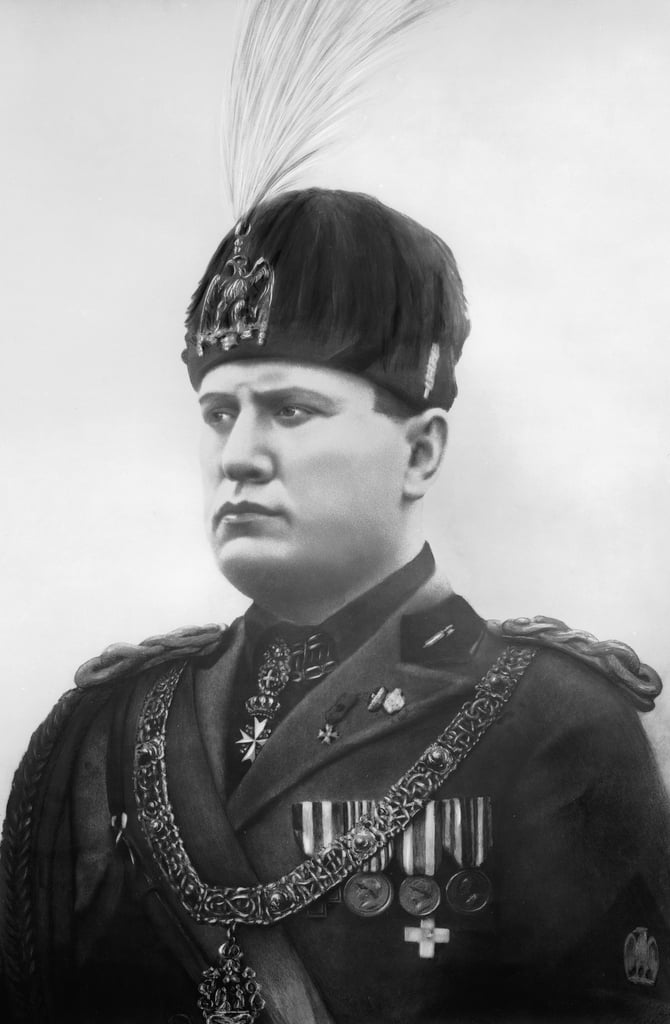 Benito Mussolini (b/w photo) by Alinari Fratelli