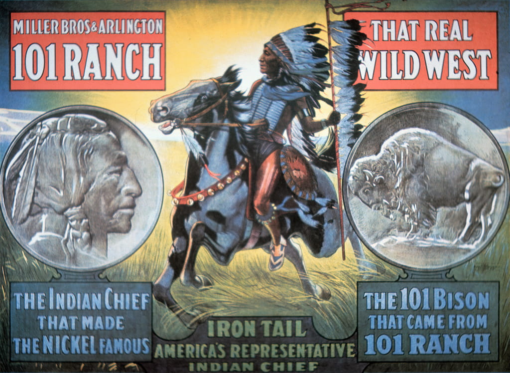 101 Ranch Wild West Show poster, featuring 'Iron Tail'