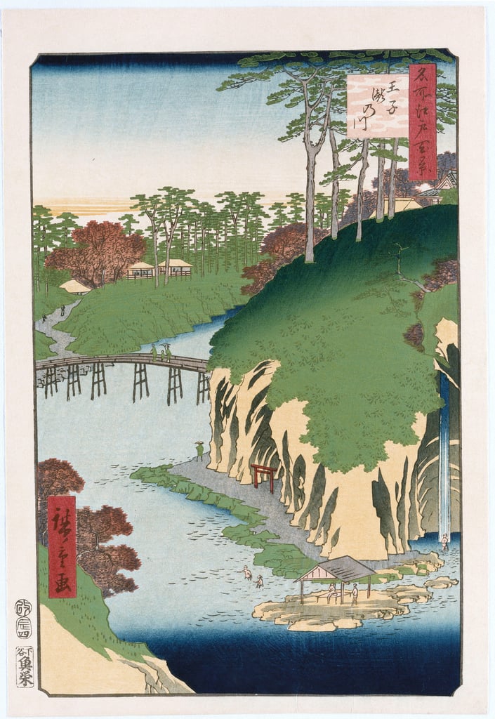 River of Waterfalls, Oji, from the series One Hundred Views of Famous ...
