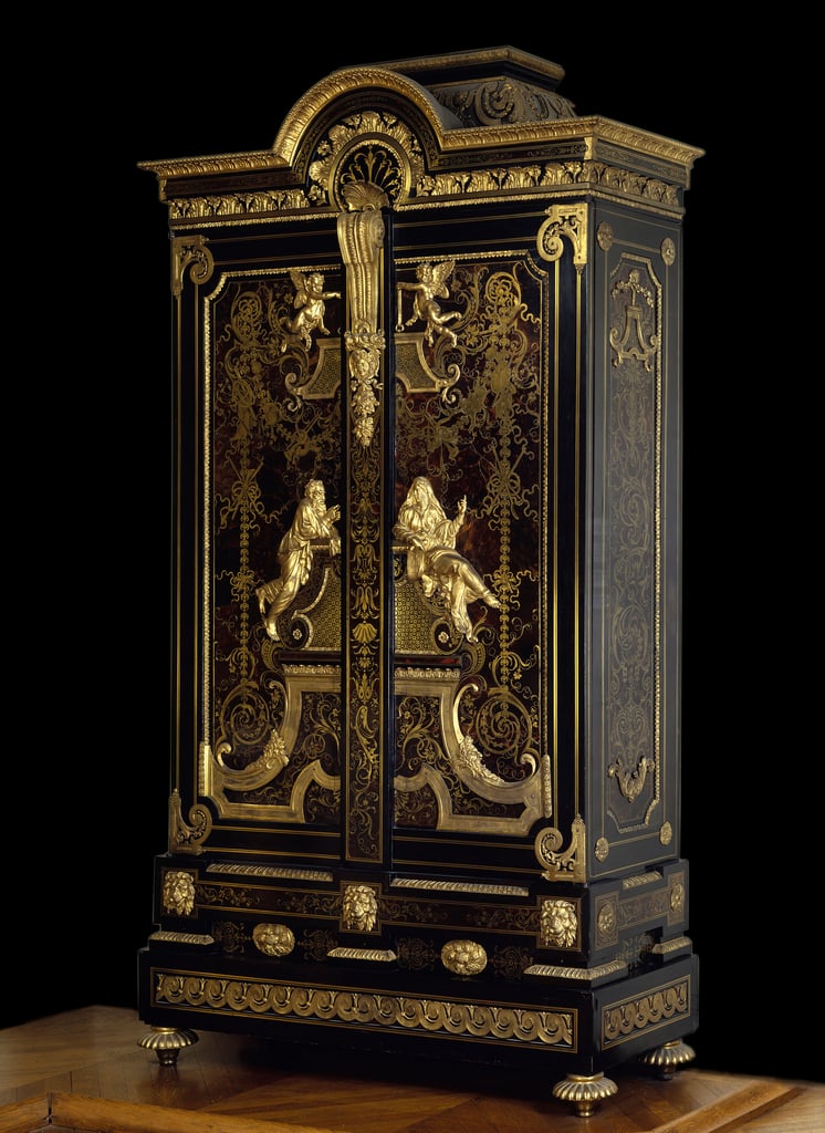 Louis XIV style furniture (1661-1715): wardrobe decorates figures of ...
