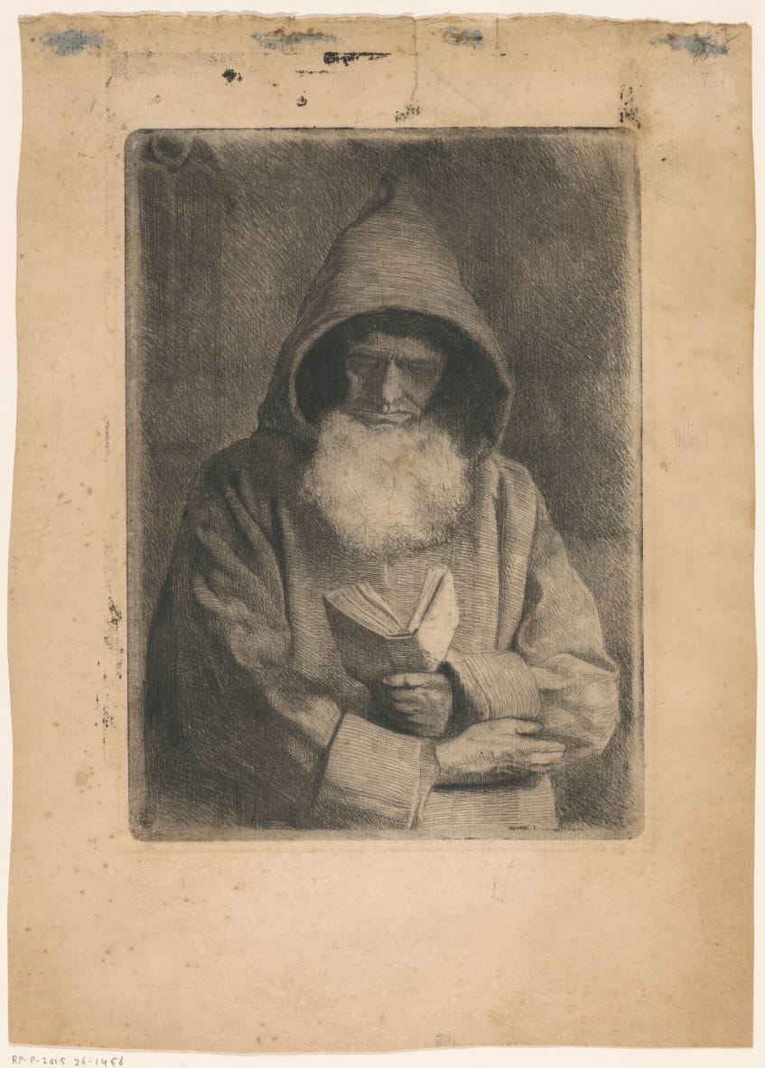 Reading monk by Anonymous: Highest-quality art reproduction