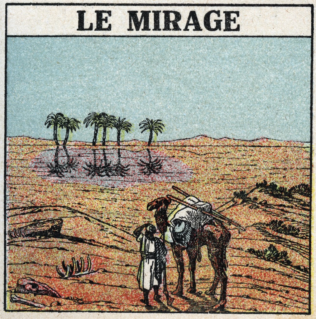 Light refraction: mirage. Atmospheric refraction gives the illusion of ...