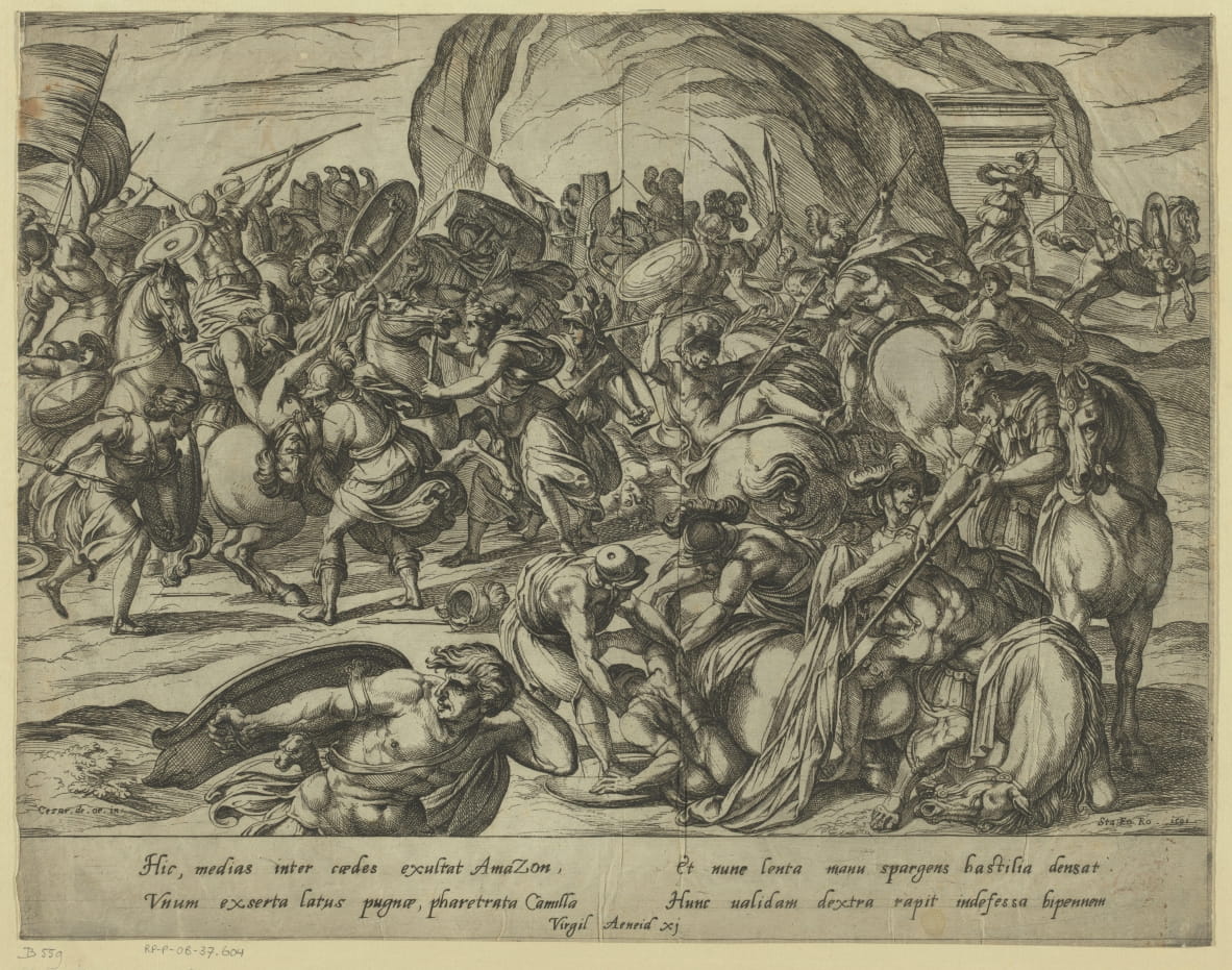 The death of Camillus in the battle between Greeks and Romans