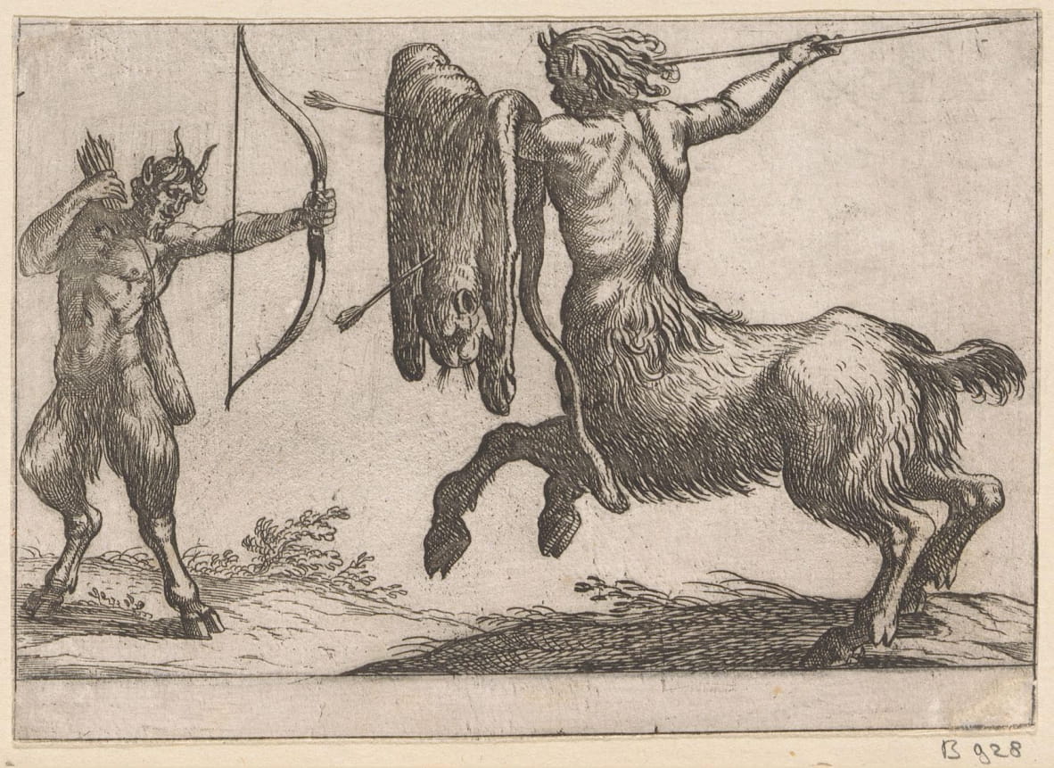 A centaur attacking a satyr Fighting animals (series t... (#1363221)