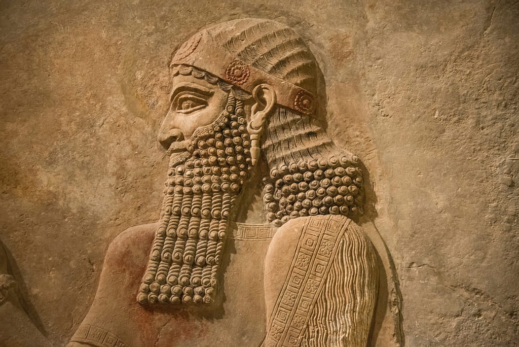 Detail of King Sargon II of Assyria from King Sargon's palace in ...