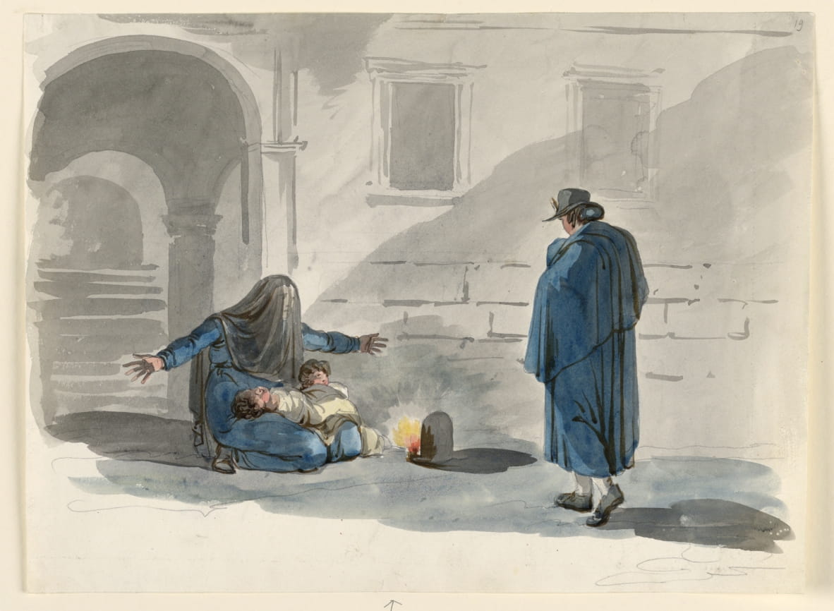 A Destitute Woman in Rome by Bartolomeo Pinelli