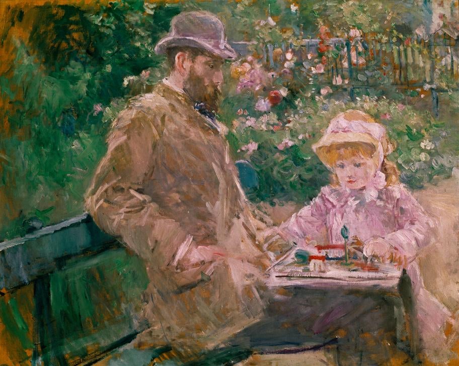 Eugene Manet and his daughter in the garden of Bougival