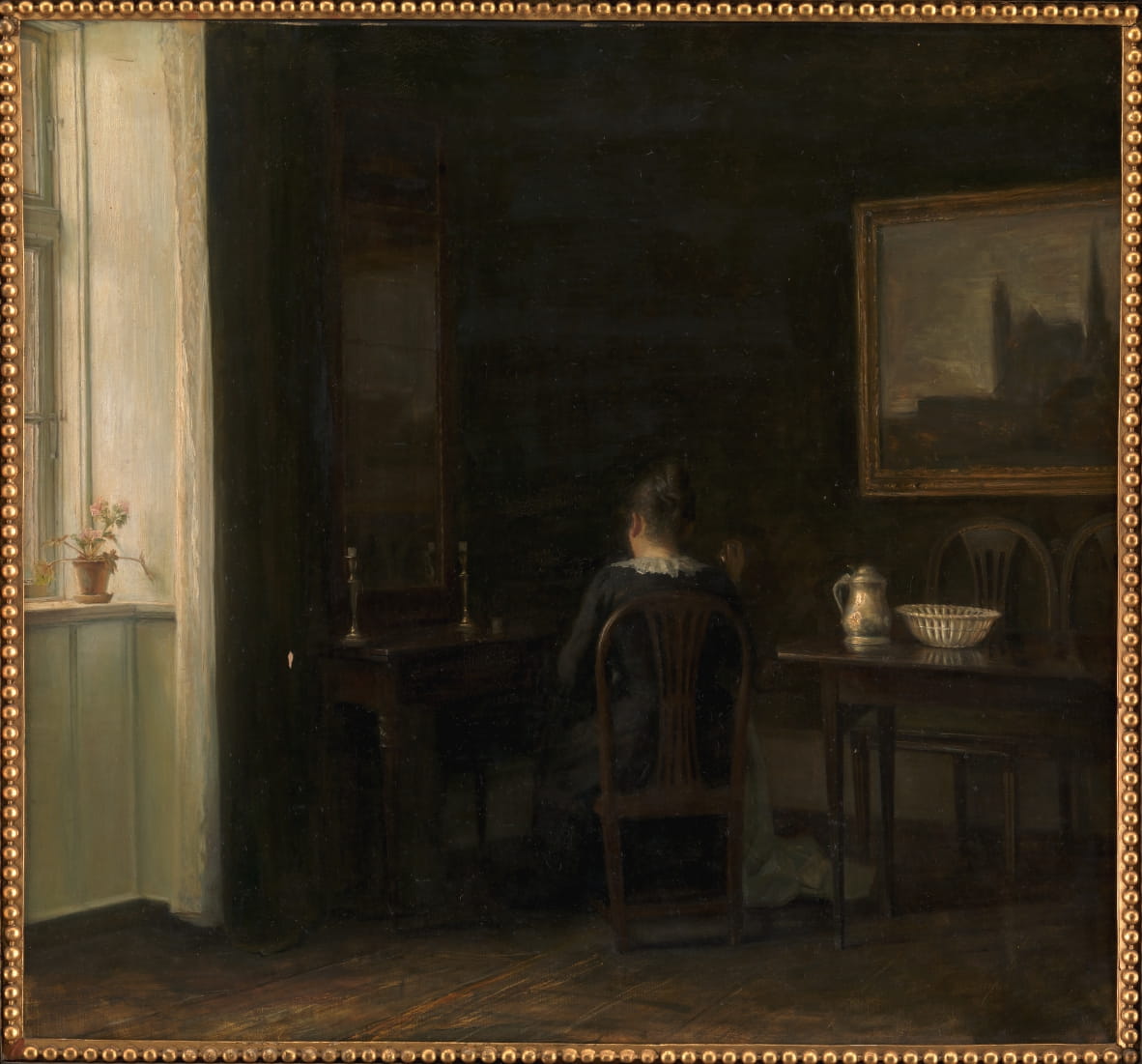 Interior with the Artist's Wife Emilie Heise by Carl Holsoe