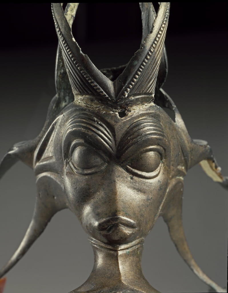 Celtic art: decorative element of a bronze jug in the shape of a ...