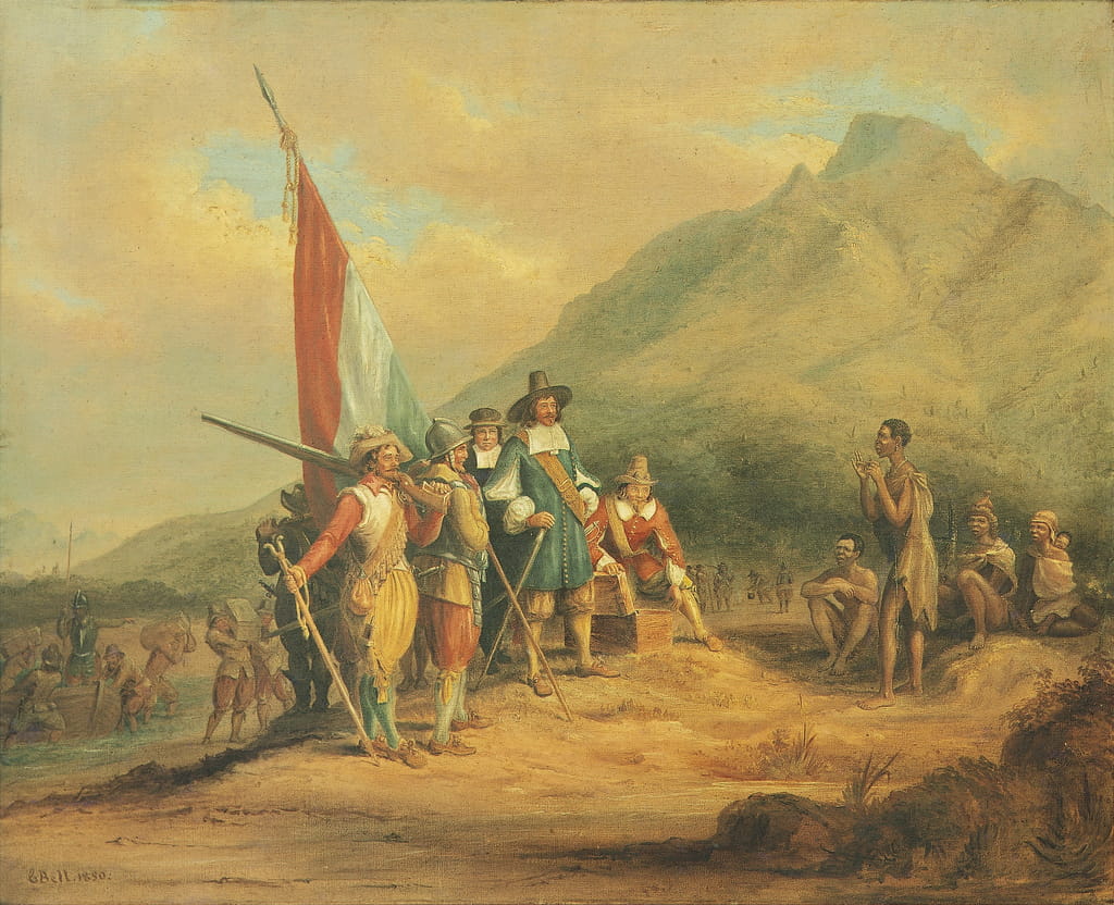 The arrival of Jan van Riebeeck and his men at the Cape of Good Hope in April 1652