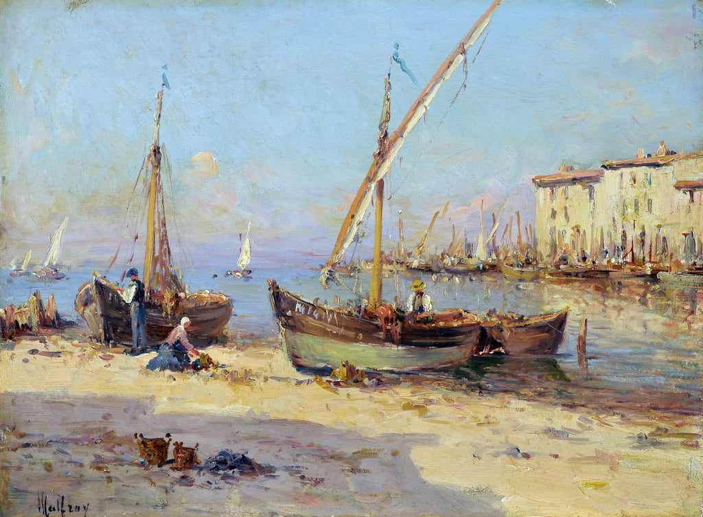 View of Martigues. Painting by Charles Malfroy (1862-1918). Oil on wood. Dim: 29,5x40cm ...