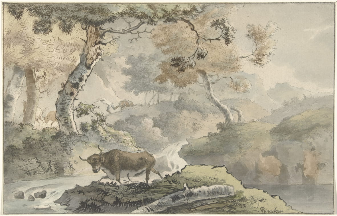 Forest landscape with bull by Christiaan Josi