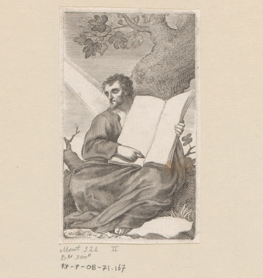 H. Augustine seated at the foot of a tree Title page for: Les ...