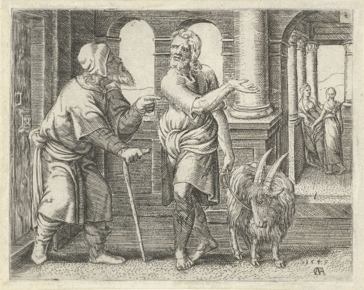 Samson with a goat with his father-in-law History of Samson (series title)