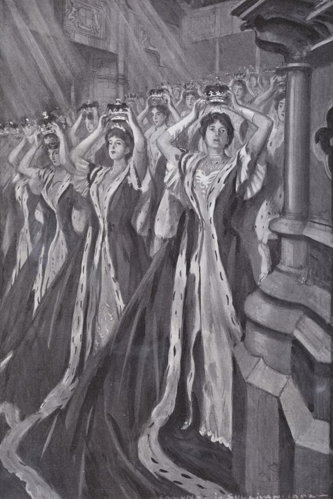 Peeresses putting on their coronets at the coronation of Queen ...