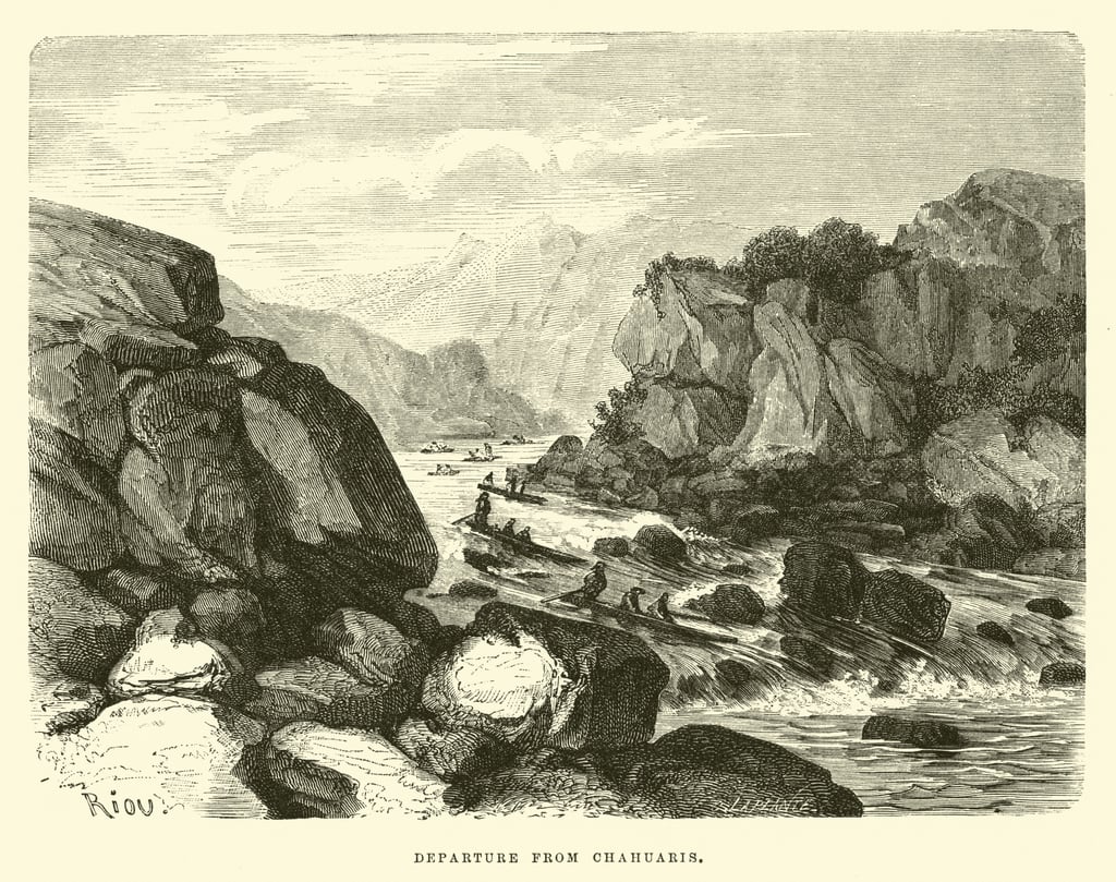 Departure from Chahuaris by Edouard Riou: Fine art print