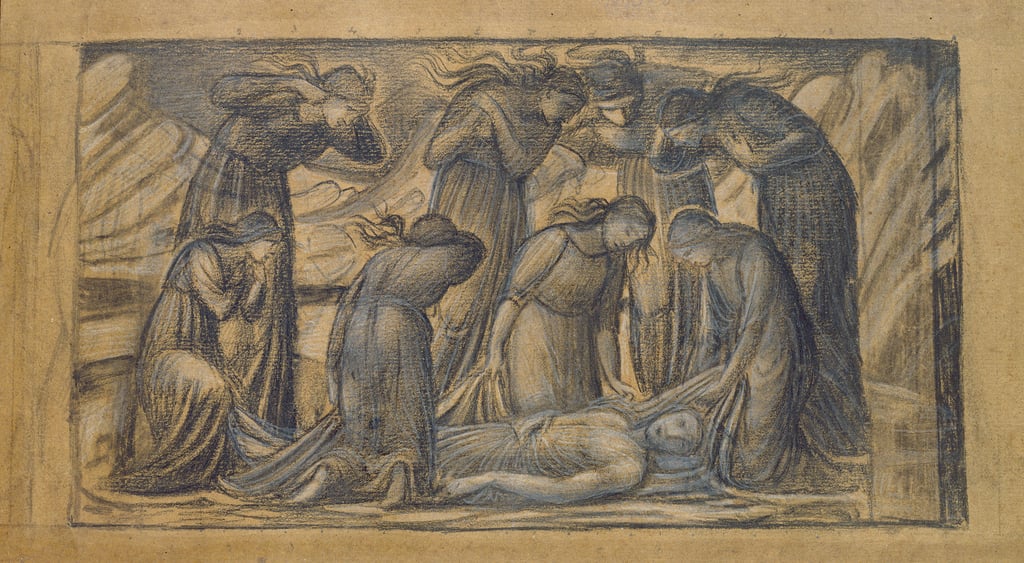 The Death of Orpheus (pencil and chalk on paper)
