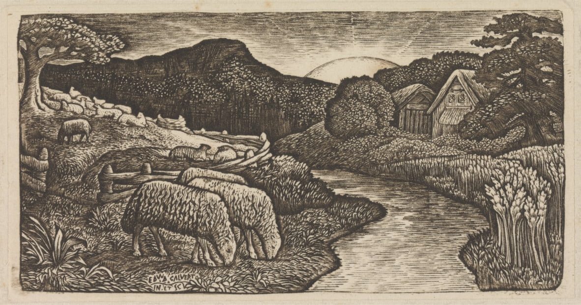 The Sheep of His Pasture by Edward Calvert: Fine art print