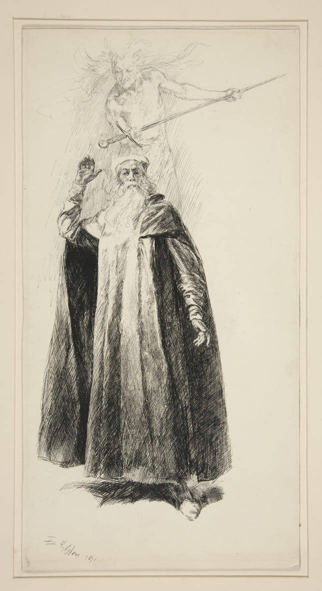 Prospero and Ariel, illustration for Act V, Scene i, Th... (#1347501)