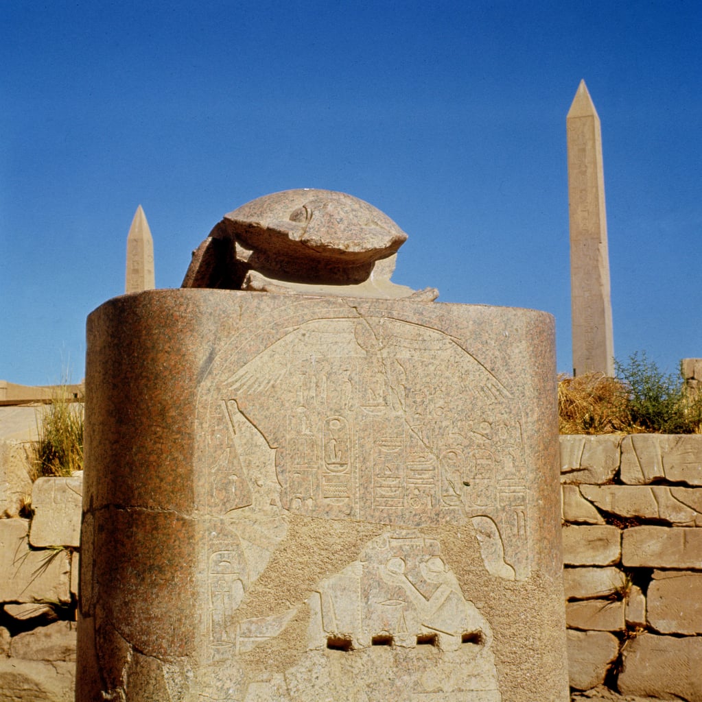 Sacred scarab statue in the Temple of Amun, erected by Amenhotep III ...