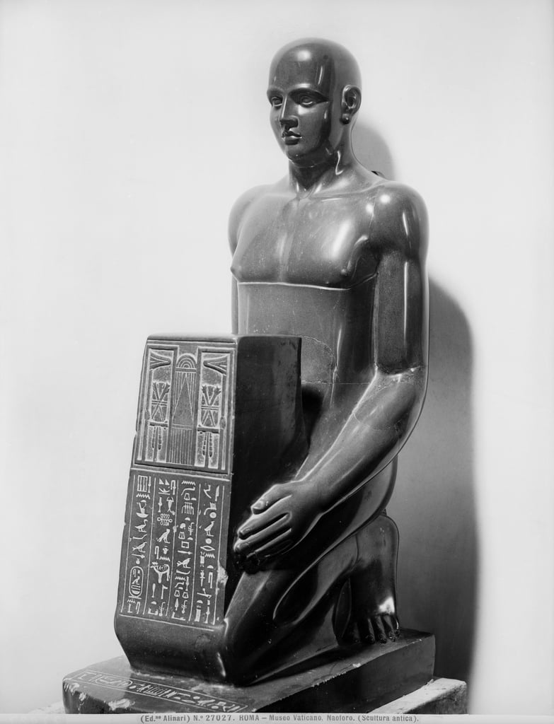 Naophorous statue of a man (basalt) by Egyptian