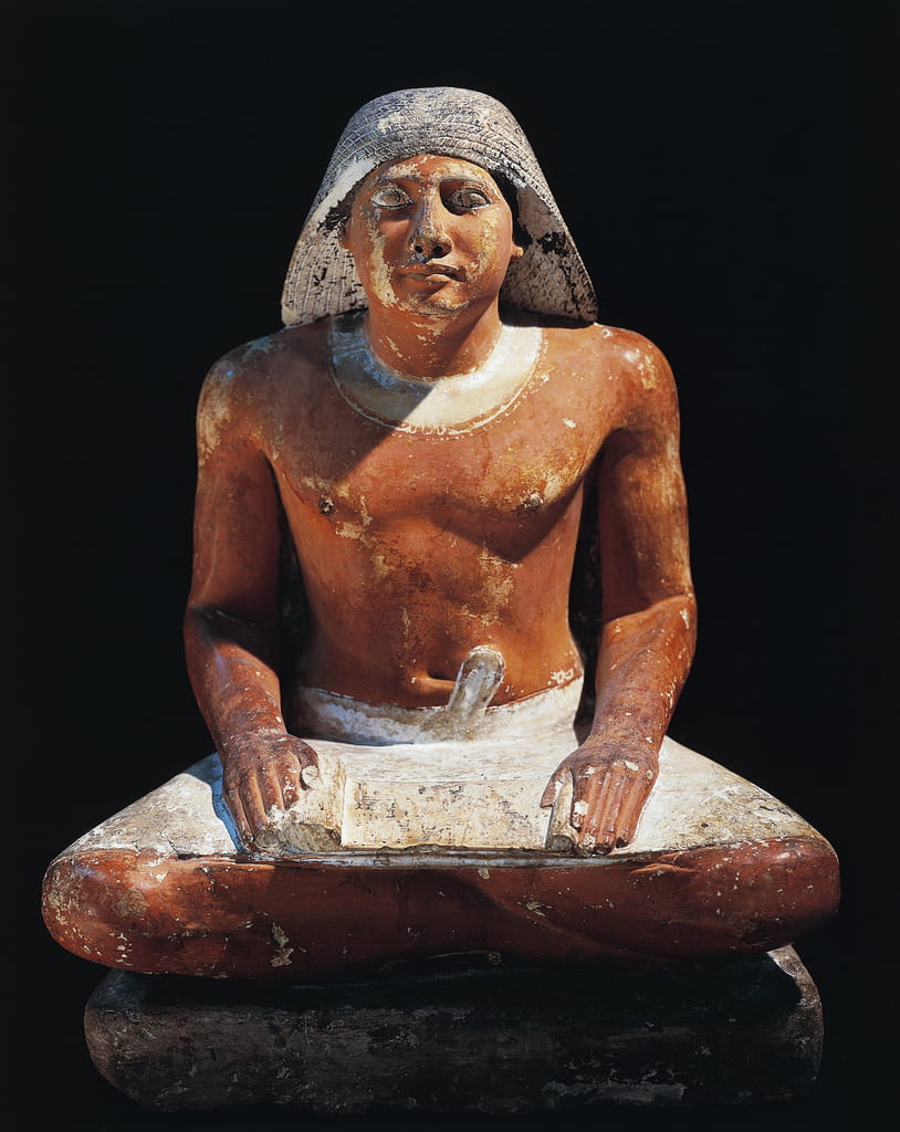 Ancient Egypt: statue of a seated scribe from the necropolis of Saqqara ...