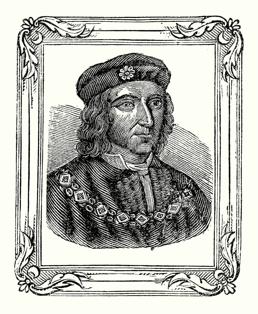 Richard III was born in 1450, crowned in 1483, slain in 1485 (engraving)
