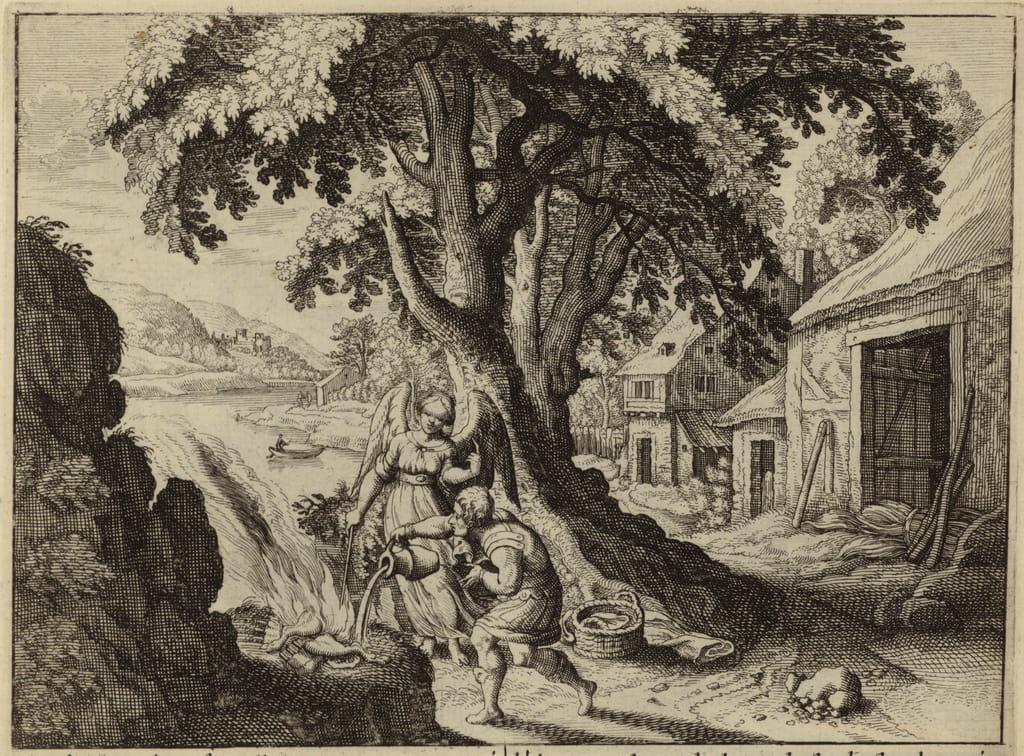 The Angel of the Lord appearing to Gideon (engraving)