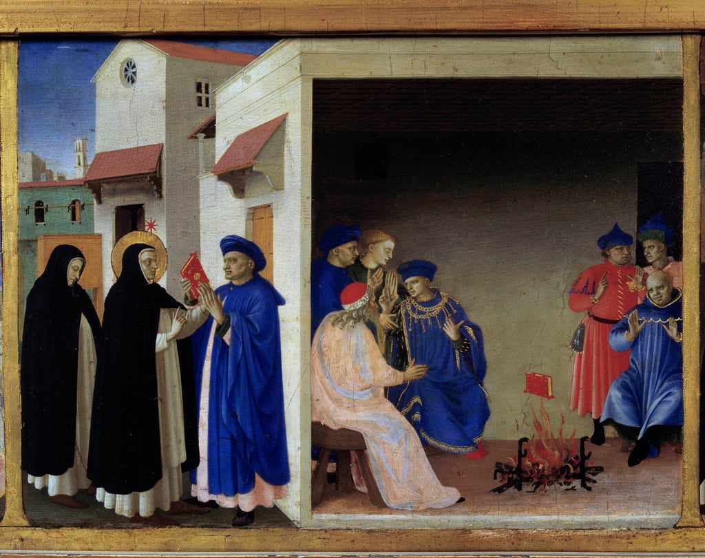 Predelle of the coronation of the Virgin: the miracle of the book sends ...