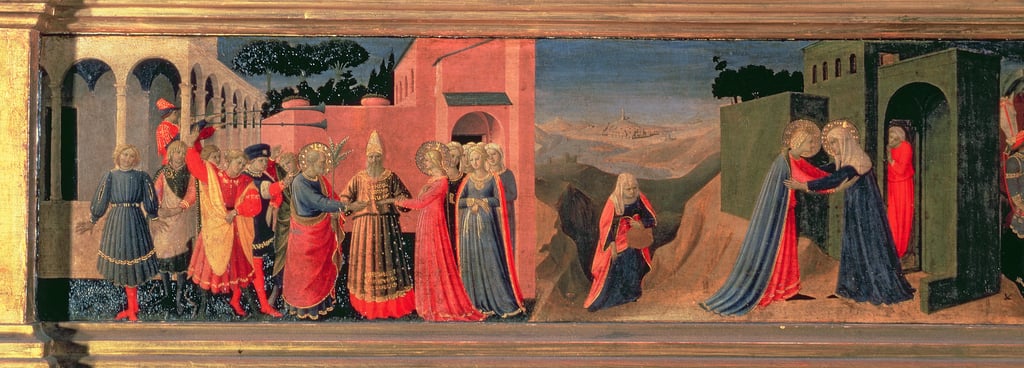 Predella Panel to the Annunciation showing the Marriage of the Virgin ...